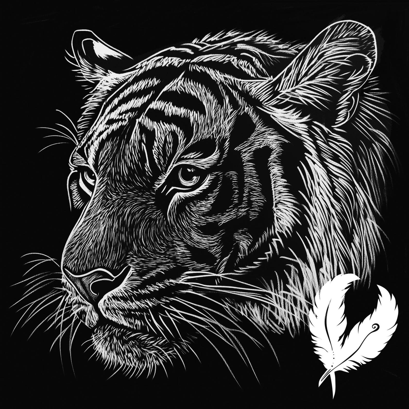 Tiger Png File for Slate Laser Engraving, Glowforge File, Lightburn Png ...