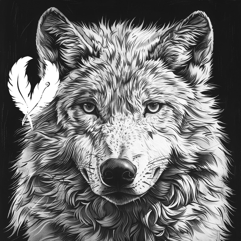 Wolf Png File for Slate Laser Engraving, Glowforge File, Lightburn Png ...