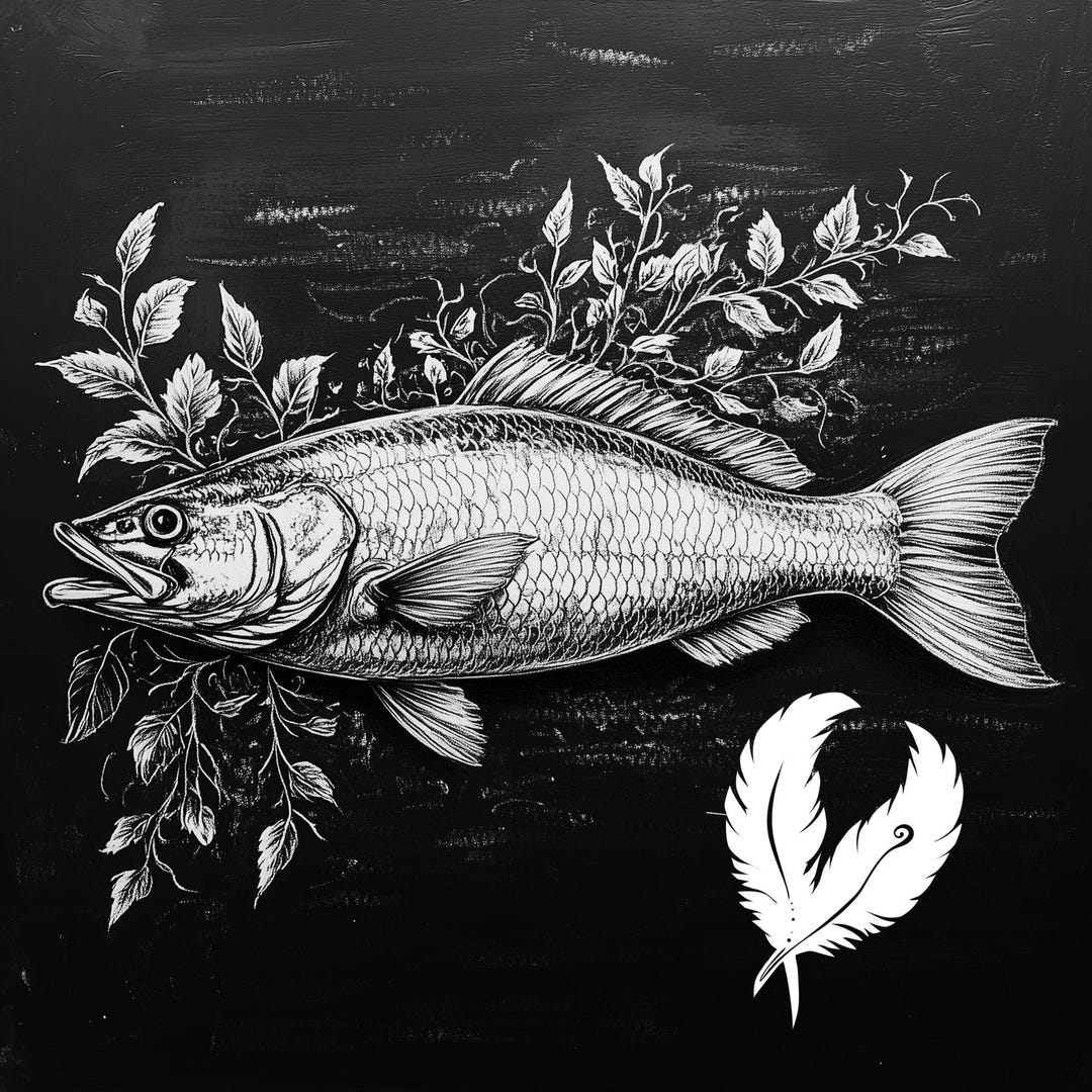 Botanical Fish Png File for Slate Laser Engraving, Glowforge File ...
