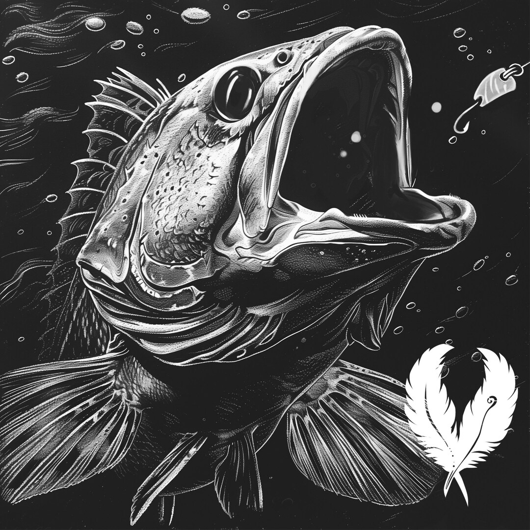 Fish and Lure Png File for Slate Laser Engraving, Glowforge File ...