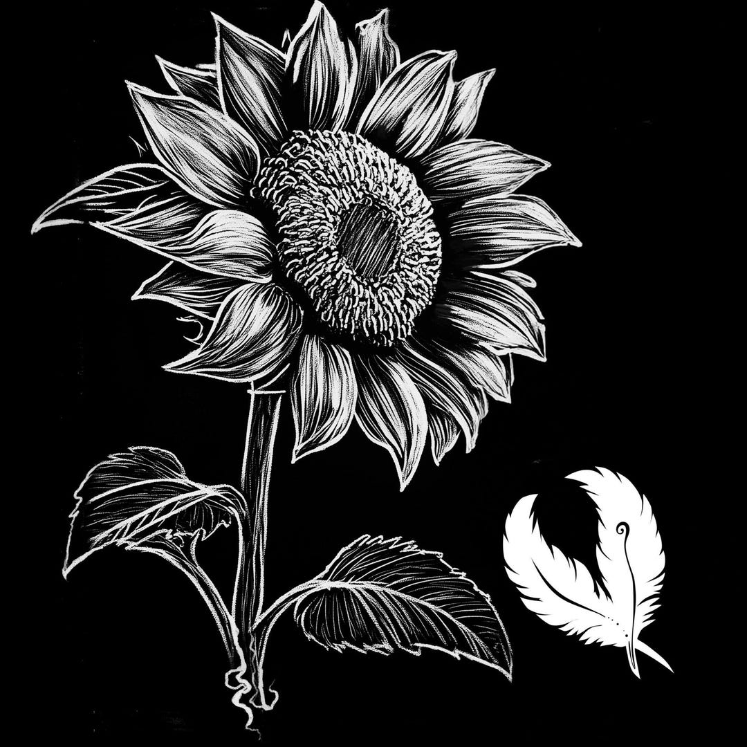 Sunflower Png File for Slate Laser Engraving, Glowforge File, Lightburn ...