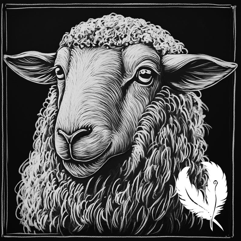 Sheep Png File for Slate Laser Engraving, Glowforge File, Lightburn Png ...