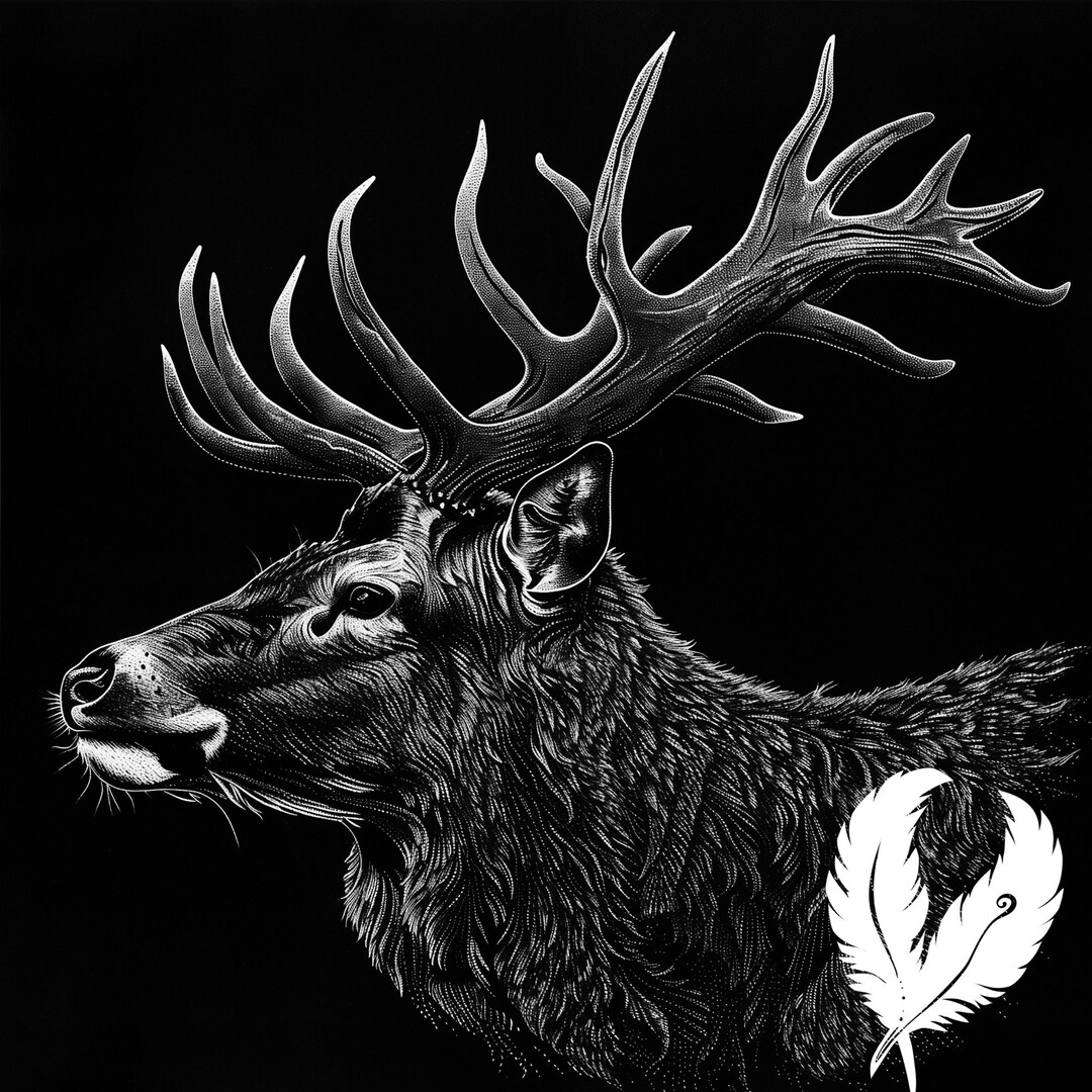 Deer Png File for Slate Laser Engraving, Glowforge File, Lightburn Png ...