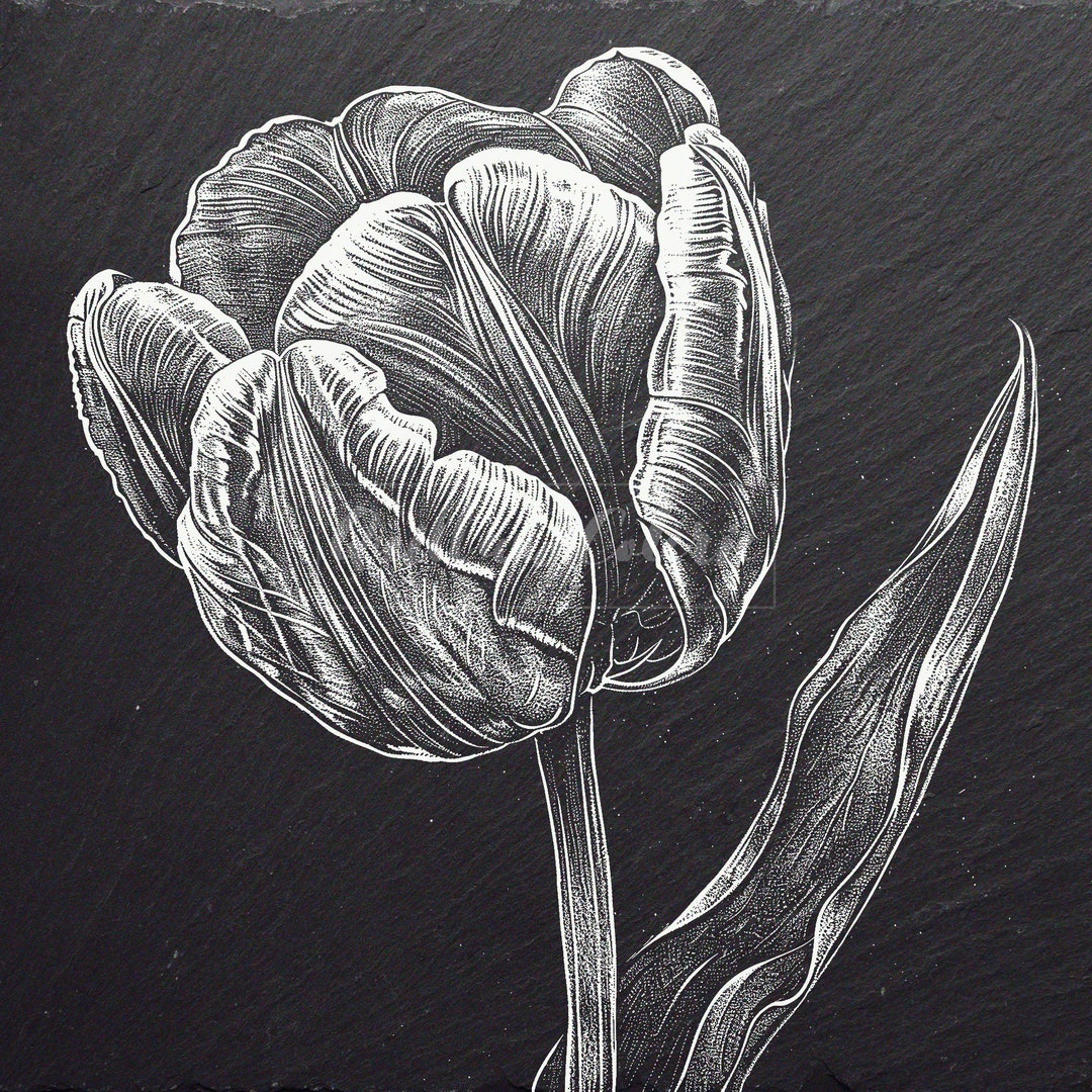 Tulip Flower Png File for Slate Laser Engraving, Glowforge File ...