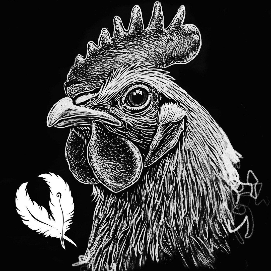 Chicken Png File for Slate Laser Engraving, Glowforge File, Lightburn ...