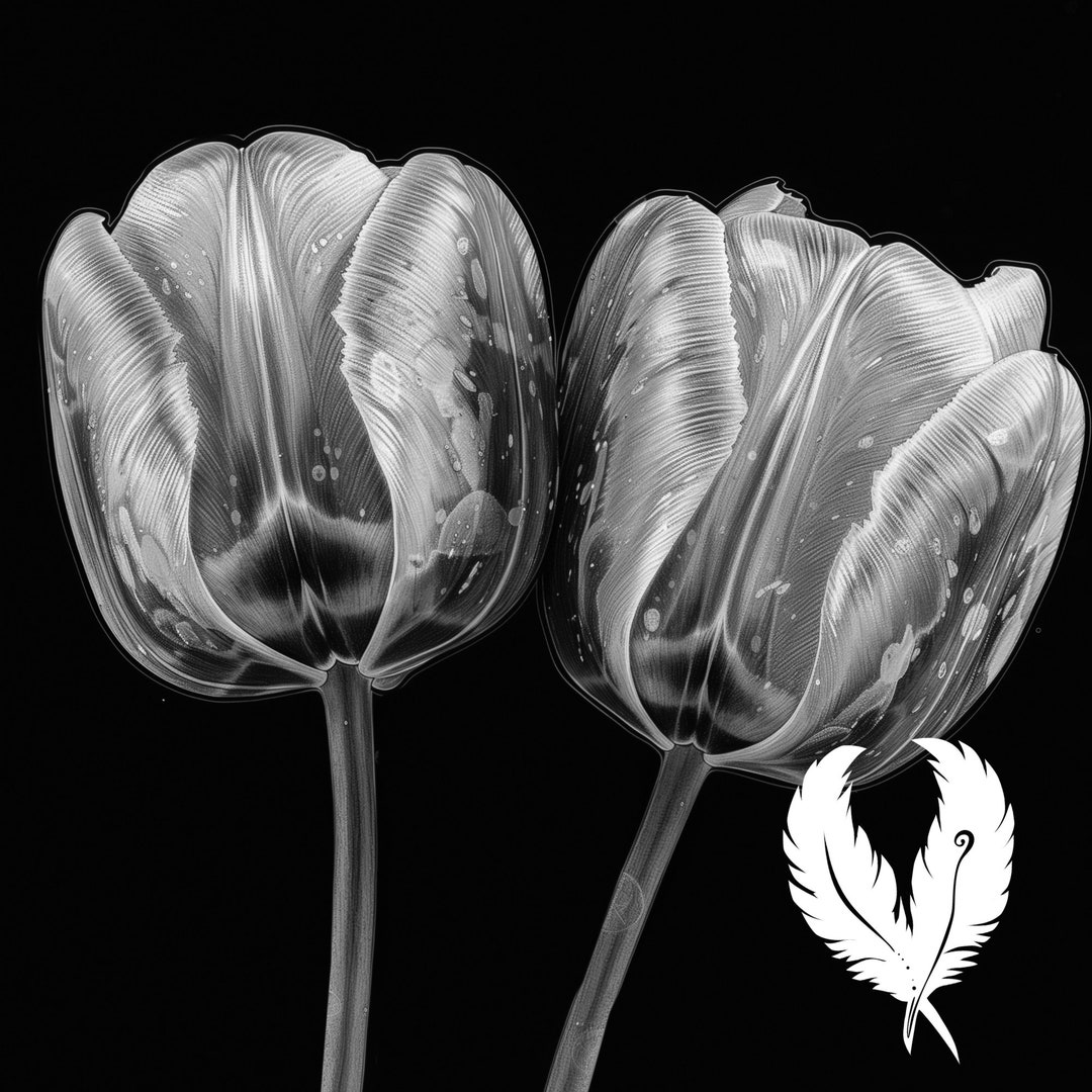 Two Tulips Flower Png File for Slate Laser Engraving, Glowforge File ...