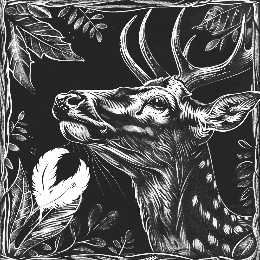 Deer Png File for Slate Laser Engraving, Glowforge File, Lightburn Png ...