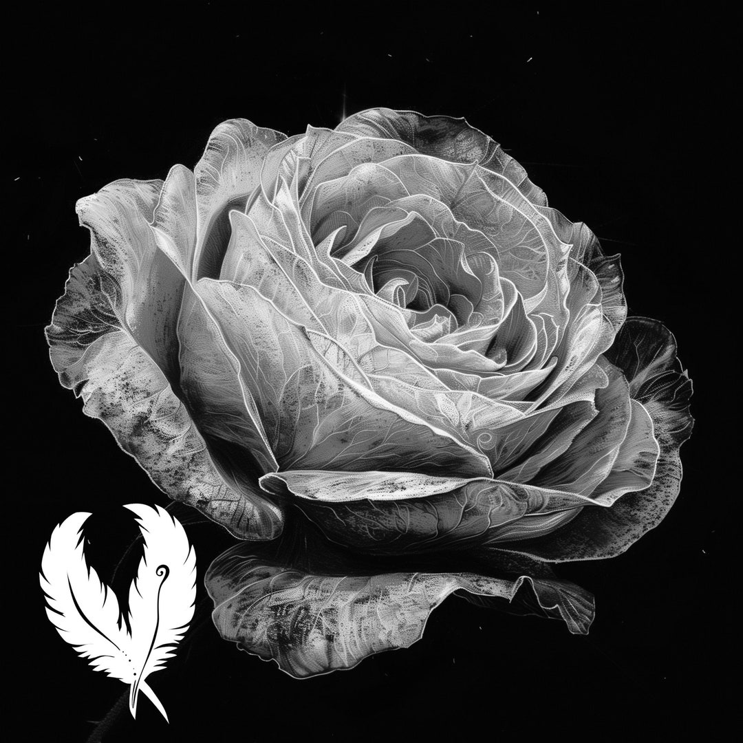 Rose Png File for Slate Laser Engraving, Glowforge File, Lightburn Png ...