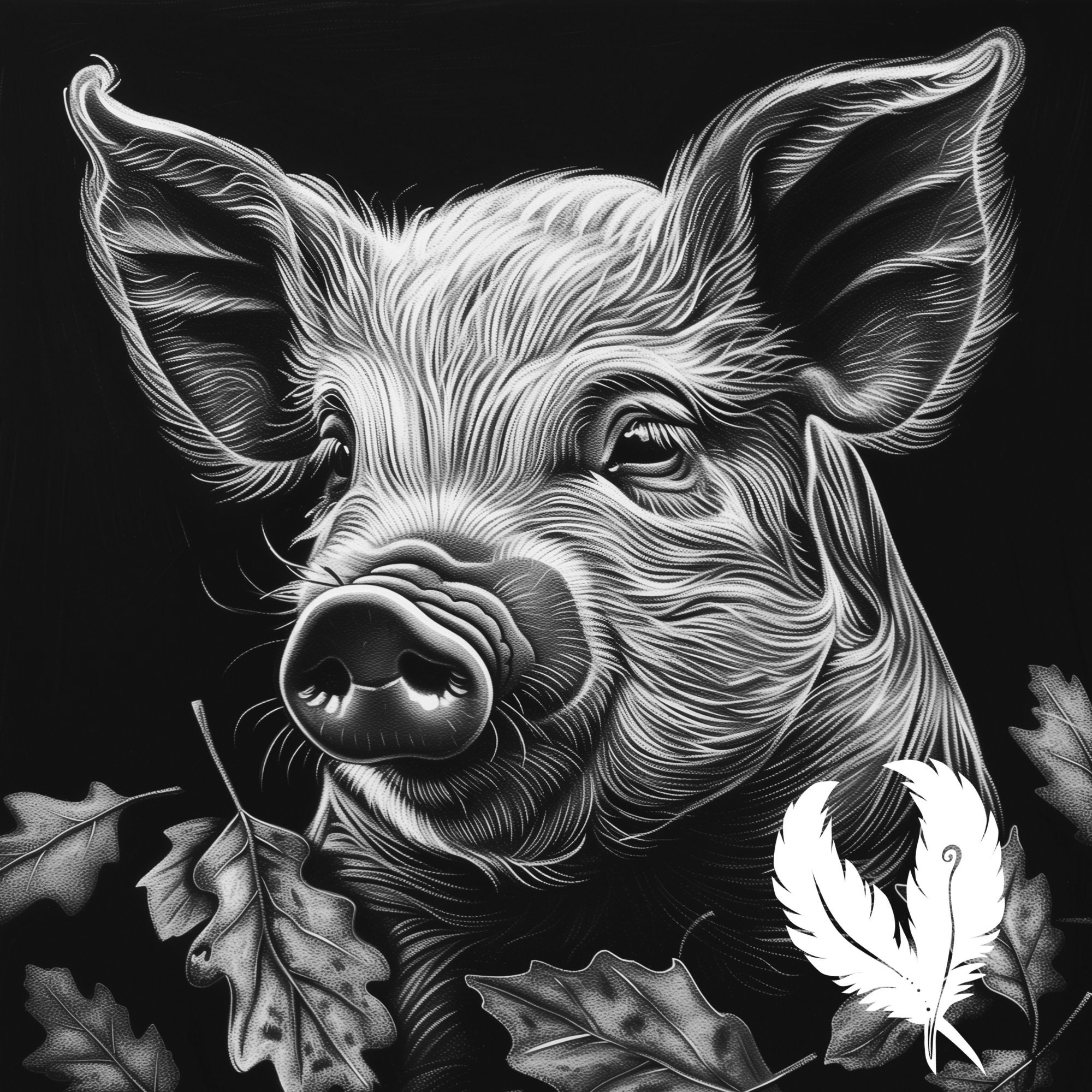 Baby Pig Png File for Slate Laser Engraving, Glowforge File, Lightburn ...