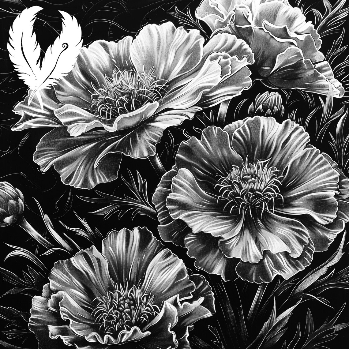 Marigold Flower Png File for Slate Laser Engraving, Glowforge File ...