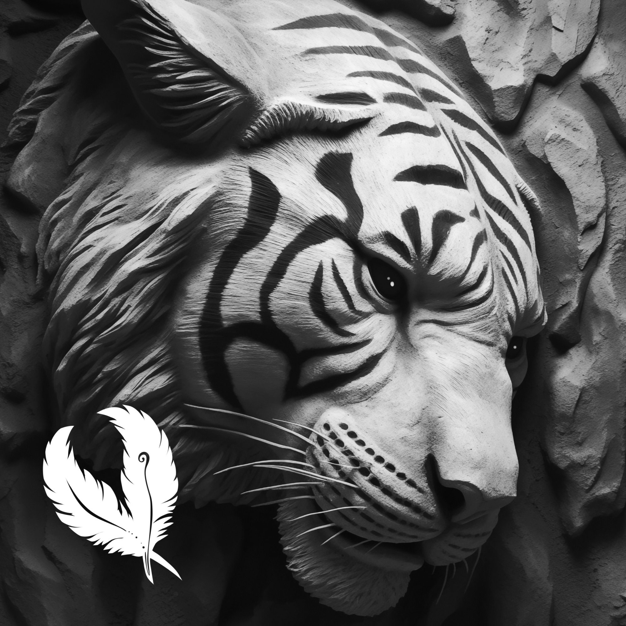 3d White Tiger Png File for Slate Laser Engraving, Glowforge File ...