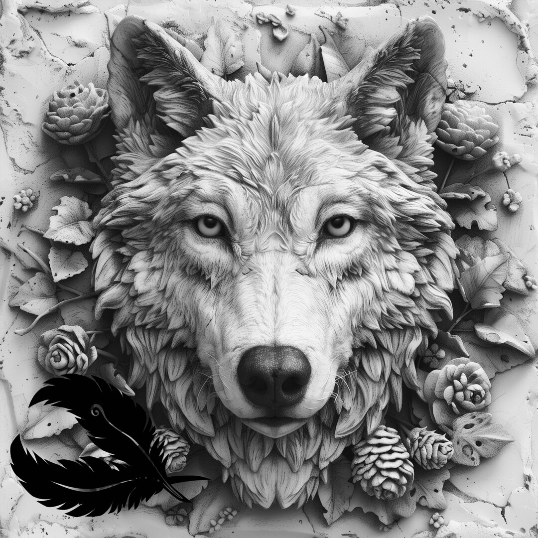 Wolf Png File for Laser Engraving, Glowforge File, Lightburn Png, 3d ...