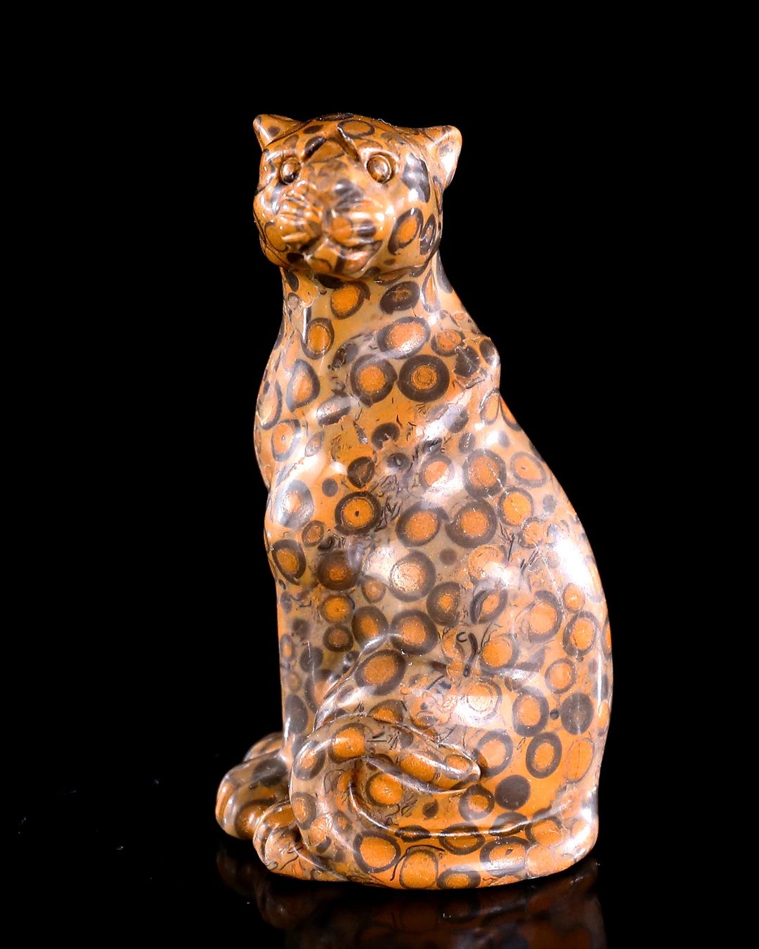 3.0” Natural Leopard Skin Jasper Hand Carved Crystal Leopard Sculpture ...
