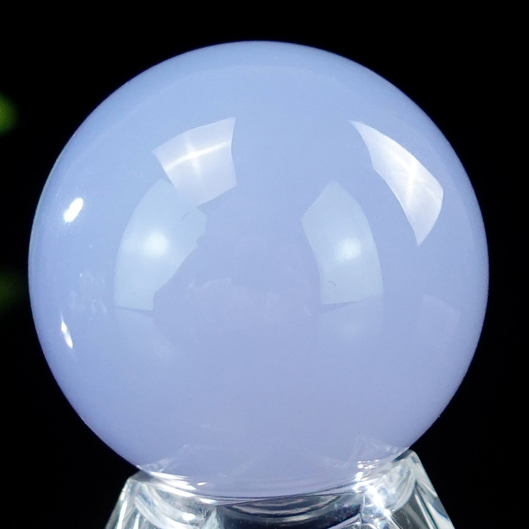 40mm Natural Crystal Blue Chalcedony Hand Carved Ball, Reiki Healing ...