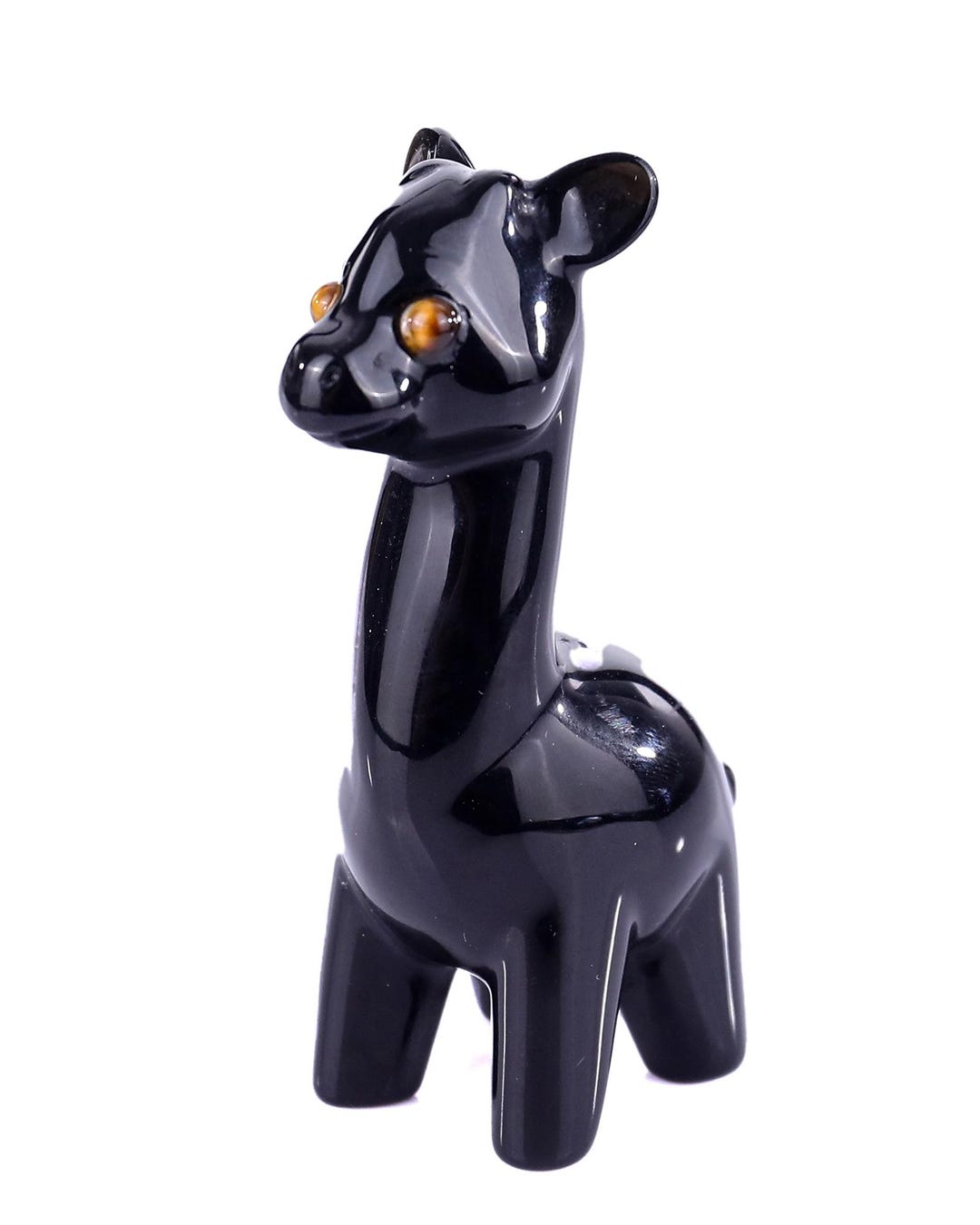 Black Obsidian Crystal Giraffe Sculpture: Hand Carved Home Decor (3.6 ...