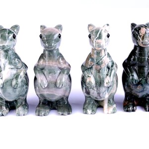 3.6" Natural Jiulong Jade Hand Carved Crystal Kangaroo Sculpture ...