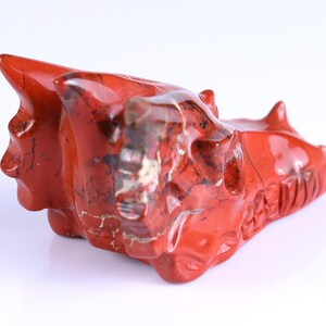Red Jasper Crystal Dragon Skull: Hand Carved Sculpture, Home Decor - Etsy