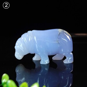Beautiful 4.15-inch Blue Chalcedony Crystal Hippo Figurine, Perfect for ...