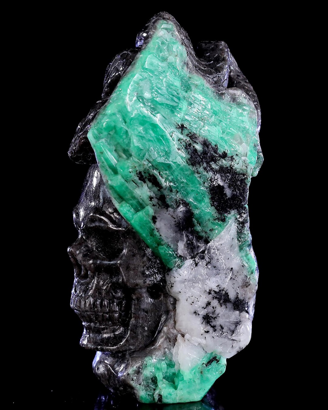 Emerald Crystal Skull and Snake Sculpture: Hand Carved Home Decor - Etsy
