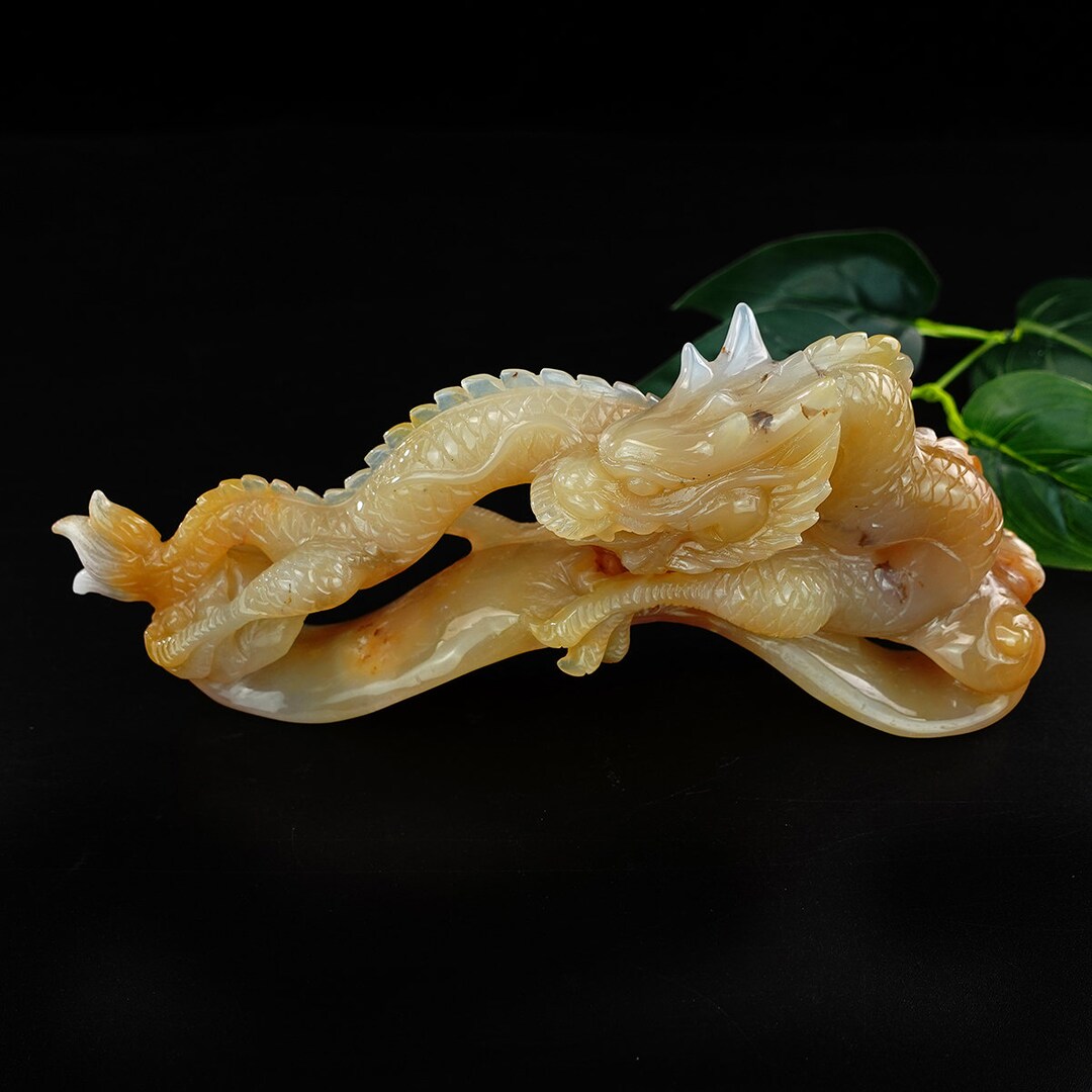 Amazing Chalcedony Jasper Carved Chinese Dragon, Ruyi Shape Chinese ...