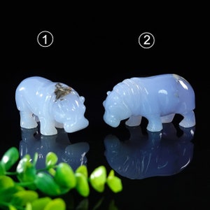 Beautiful 4.15-inch Blue Chalcedony Crystal Hippo Figurine, Perfect for ...