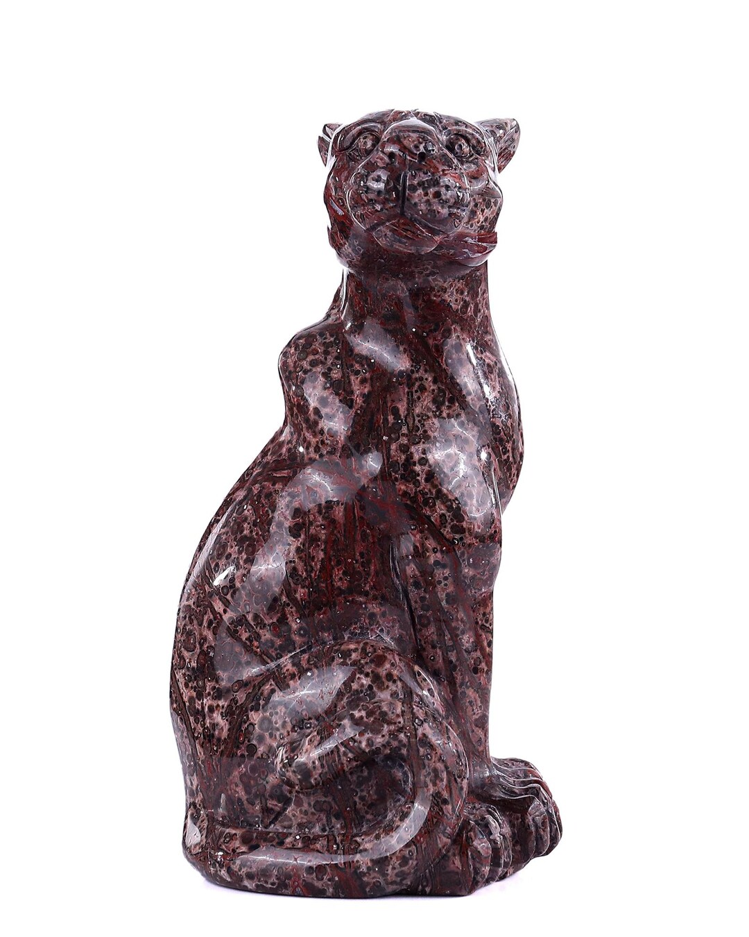 10.0” Natural Leopard Skin Jasper Hand Carved Crystal Leopard Sculpture ...