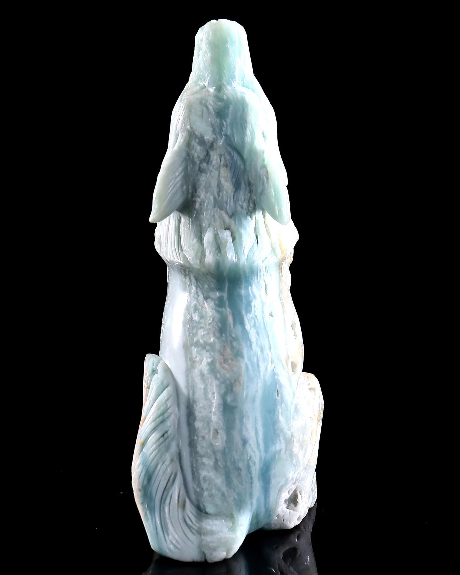 Amazonite Crystal Wolf Sculpture: Hand Carved Stone Decor (10.8") - Etsy