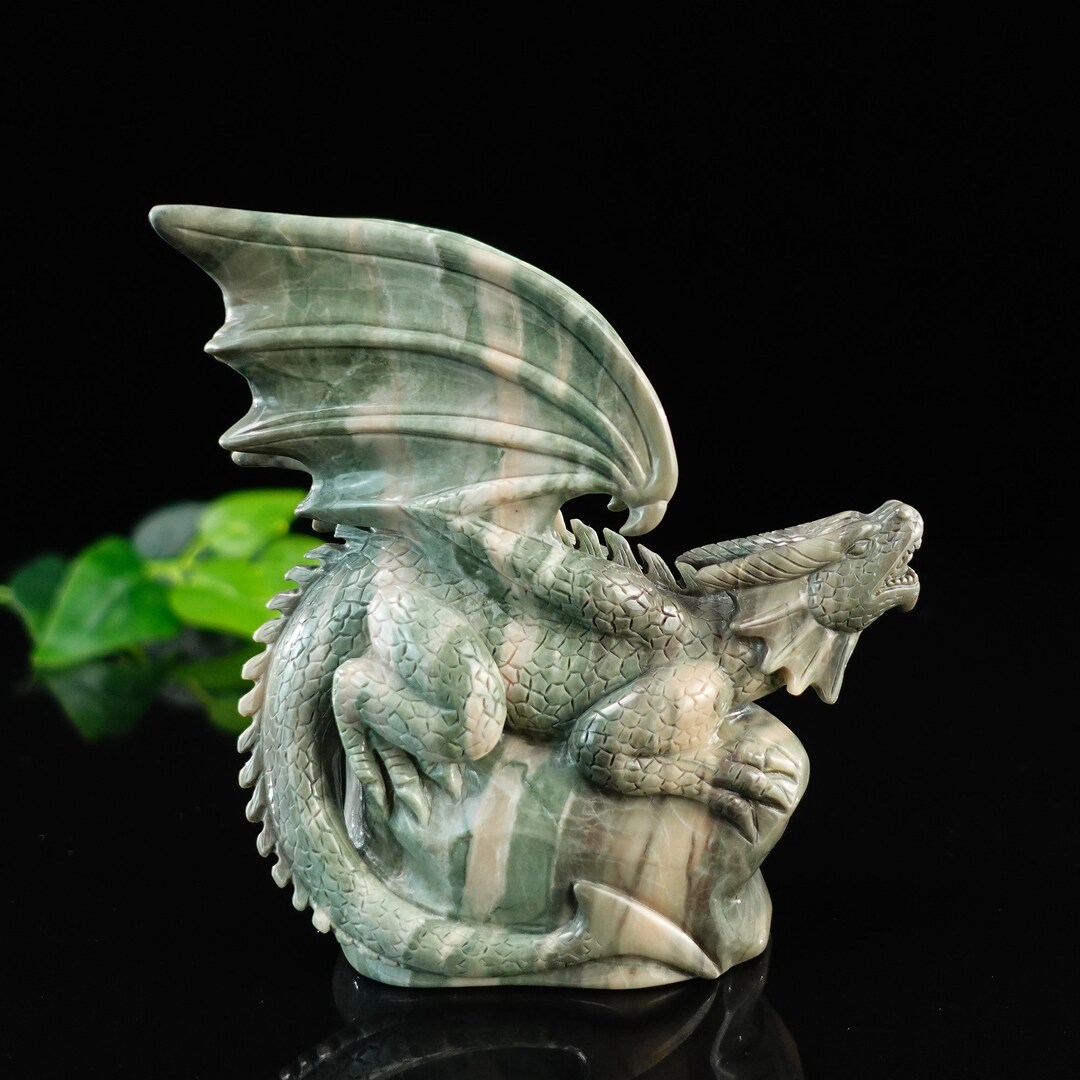 5.5 Pterosaur Dragon Statue Nine Dragon Jade, Hand Carvings Chakra ...