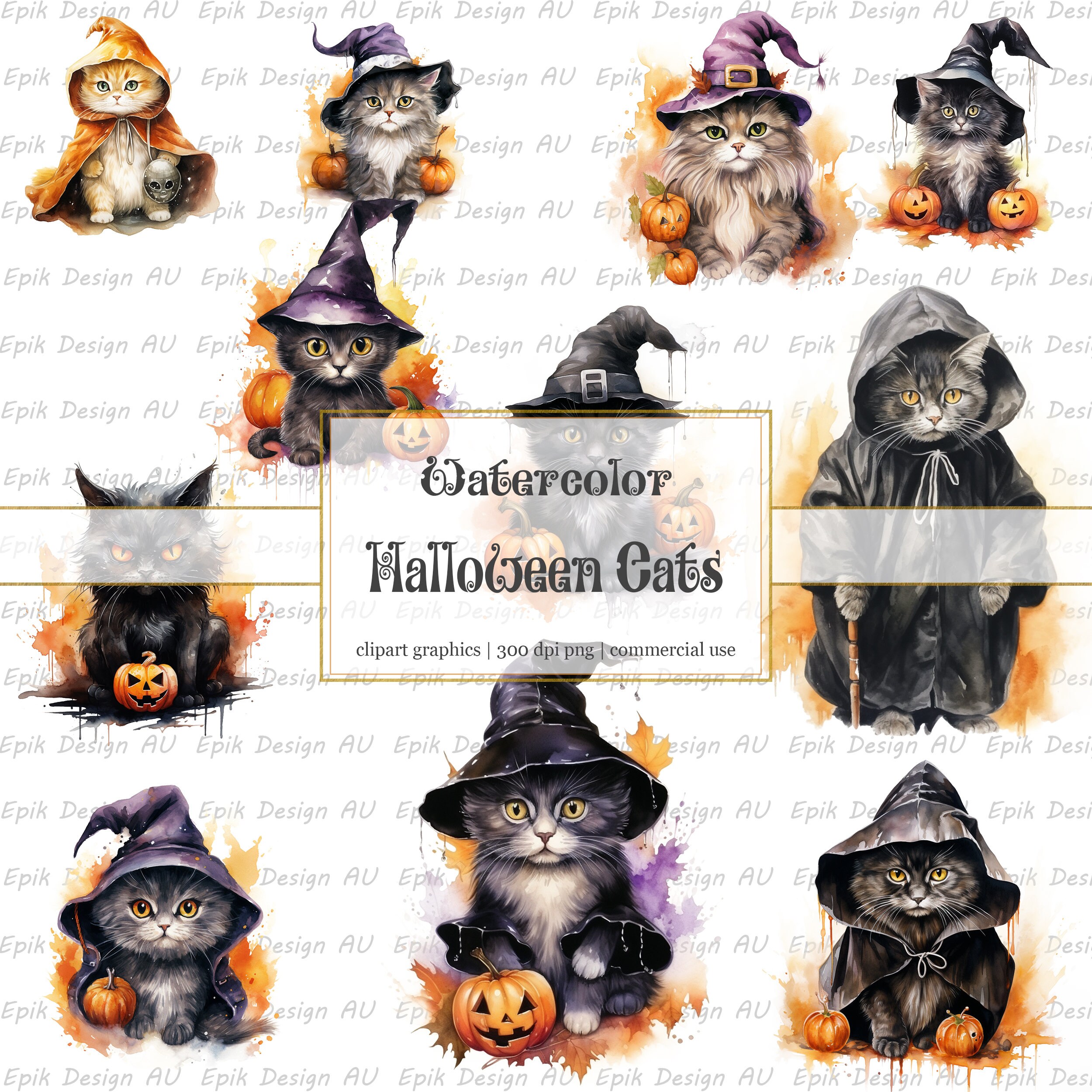 Halloween Cats Clipart Bundle 50 Bewitching Kitten Graphics - Etsy