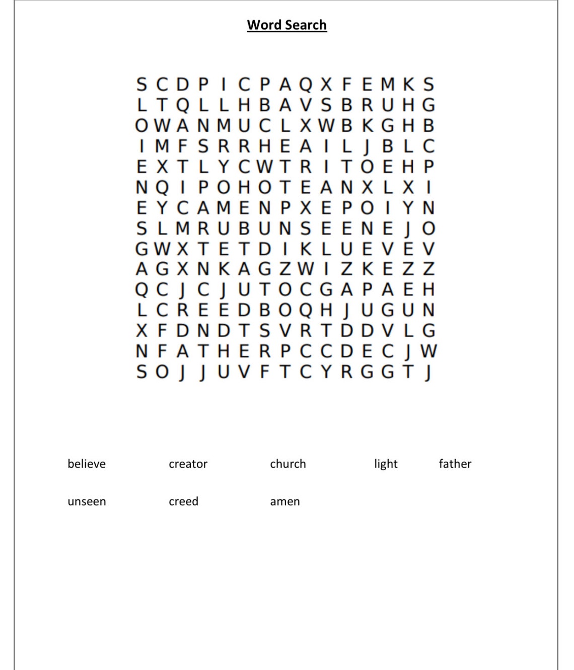 Nicene Creed Activity Pack - Etsy