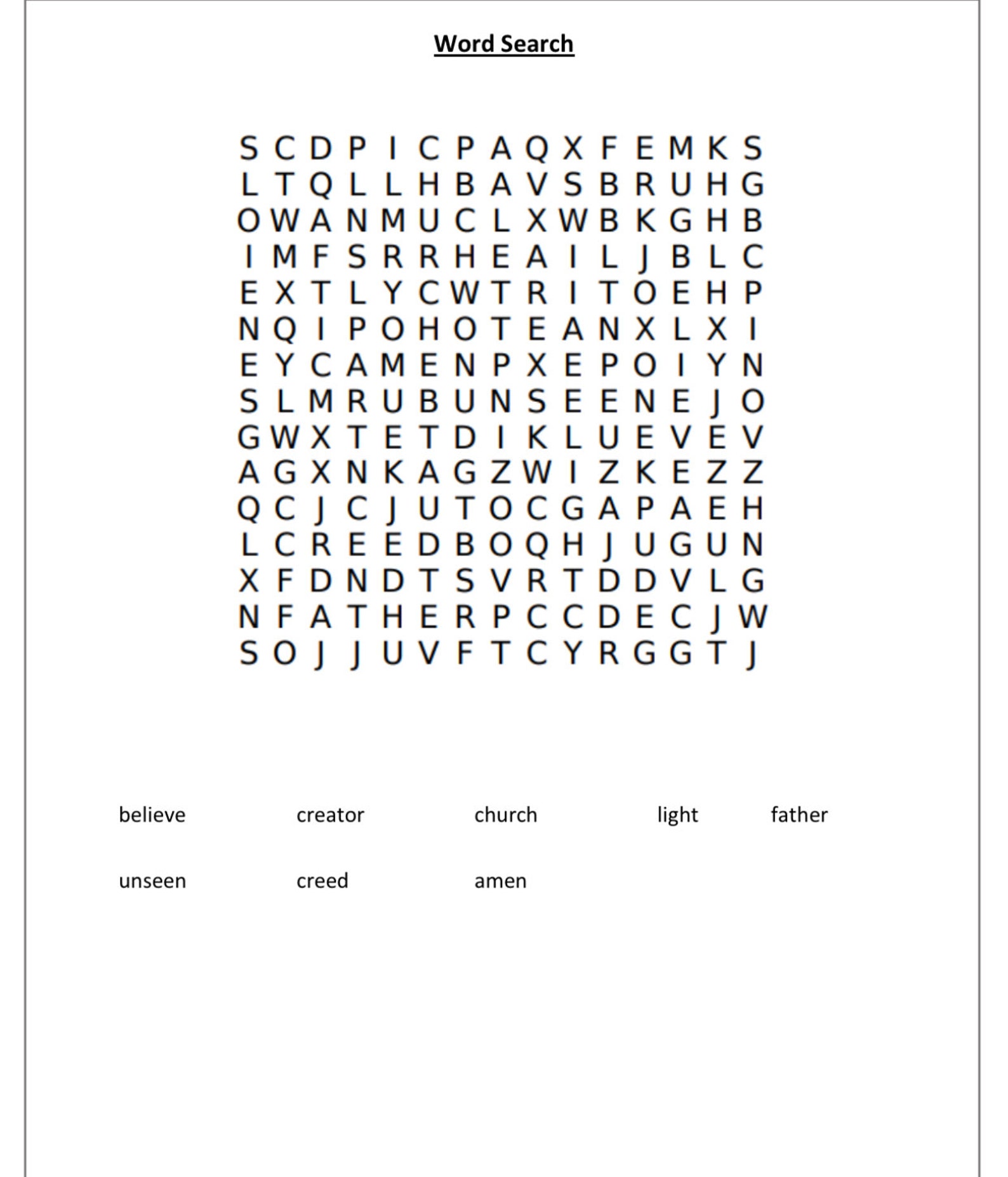 Nicene Creed Activity Pack - Etsy