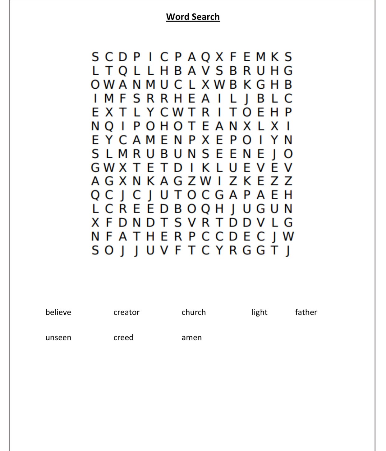 Nicene Creed Activity Pack - Etsy