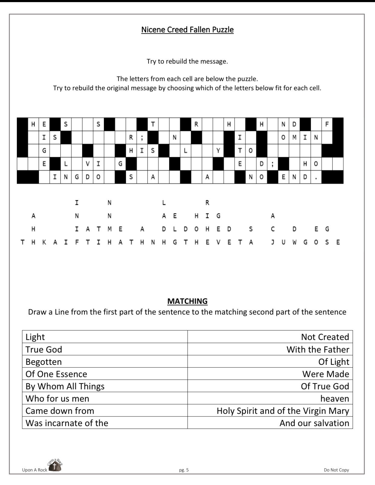 Nicene Creed Activity Pack Etsy
