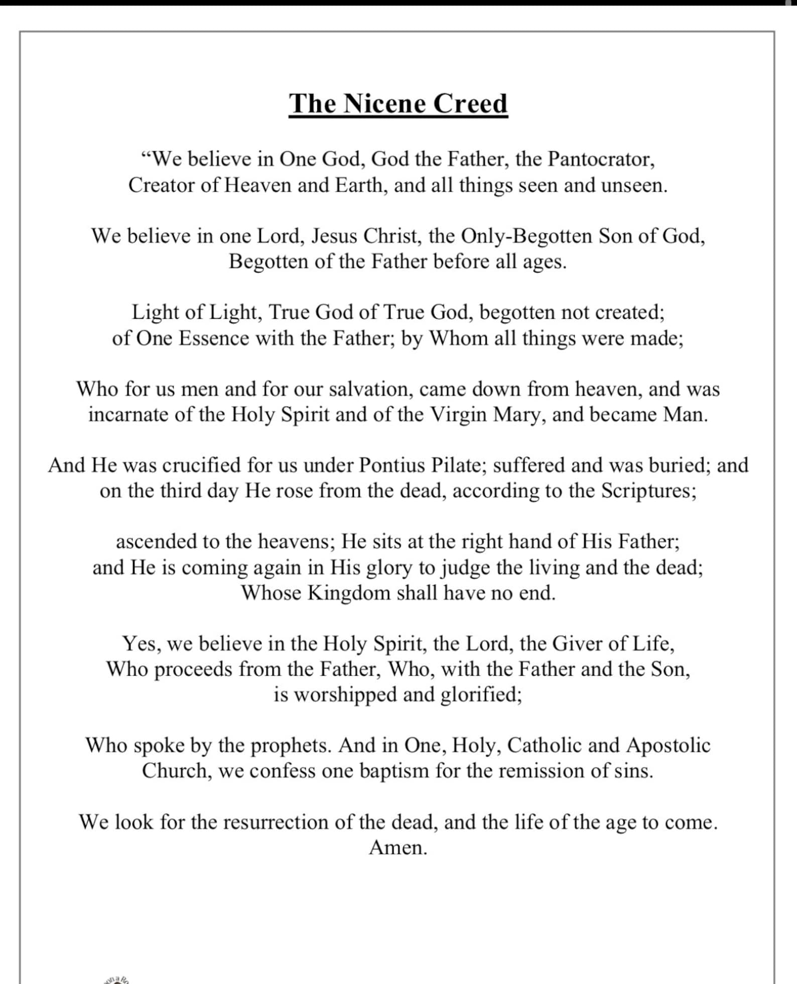 Nicene Creed Coloring Page Packet - Etsy
