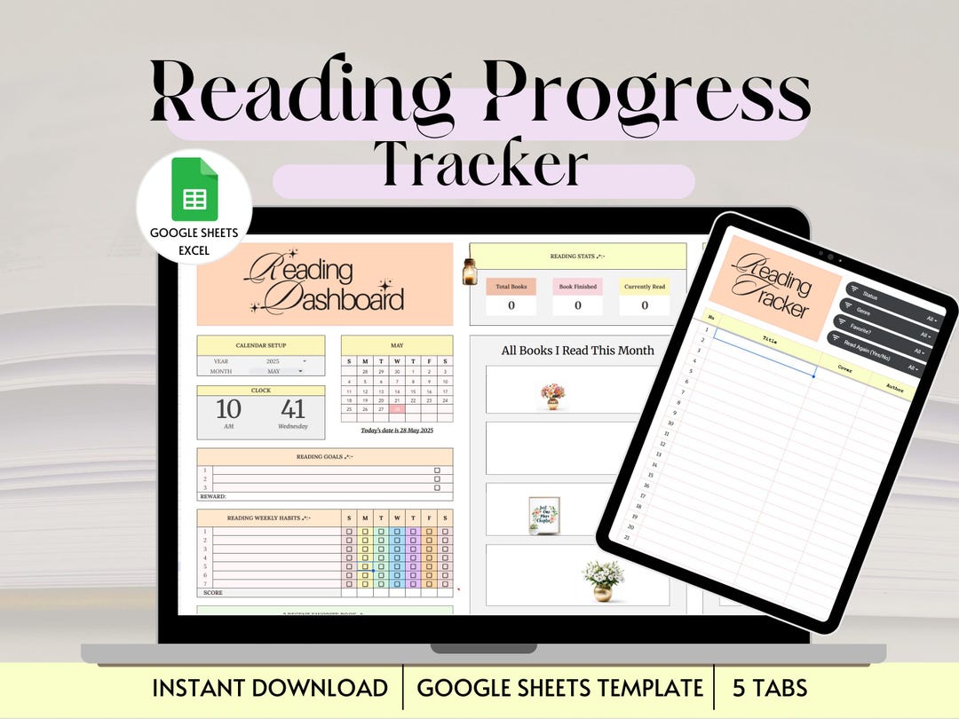 Reading Book Tracker Google Sheet Template, Digital Reading Journal ...