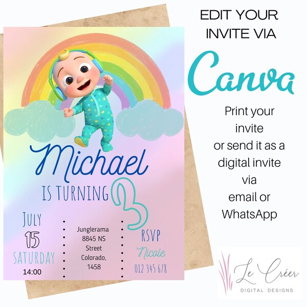 Coco Melon Birthday Invitation - Etsy