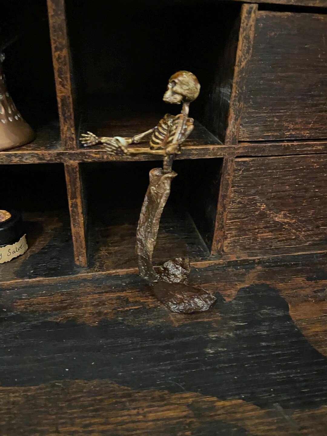 Handmade Skeleton OOAK Mummified Mermaid Miniature Cabinet of ...