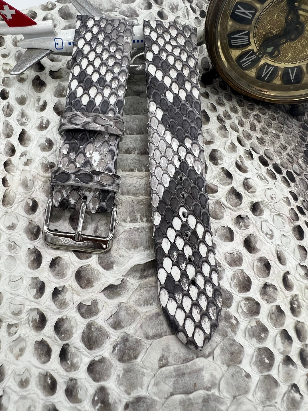 Genuine Handmade Gray Python/snake Leather Watch Strap Band, Leather ...