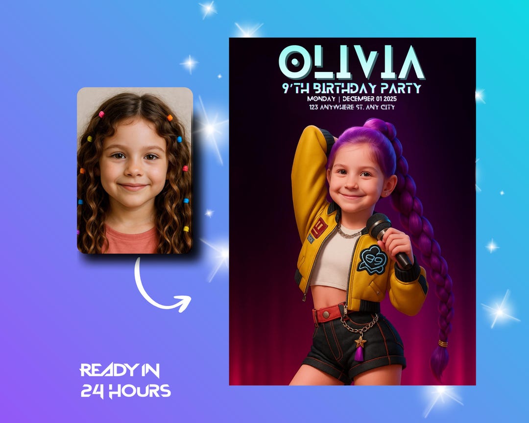 Custom K-Pop Demon Hunters Rumi Birthday Invitation • Personalized ...