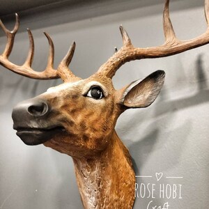 Deer Head Wall Bust, Realistic Deer Giant Bust, Elegant Fireplace Decor ...