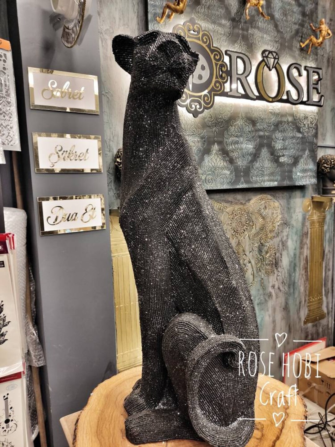 Unique Cheetah Statue, Black Cheetah Statue, Large Cheetah Figurine ...
