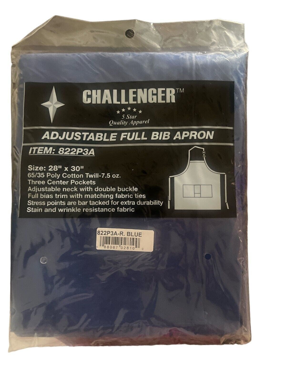 Challenger Adjust Full Bib Apron #822P3A 28x30 3 Pockets Royal Blue NEW ...