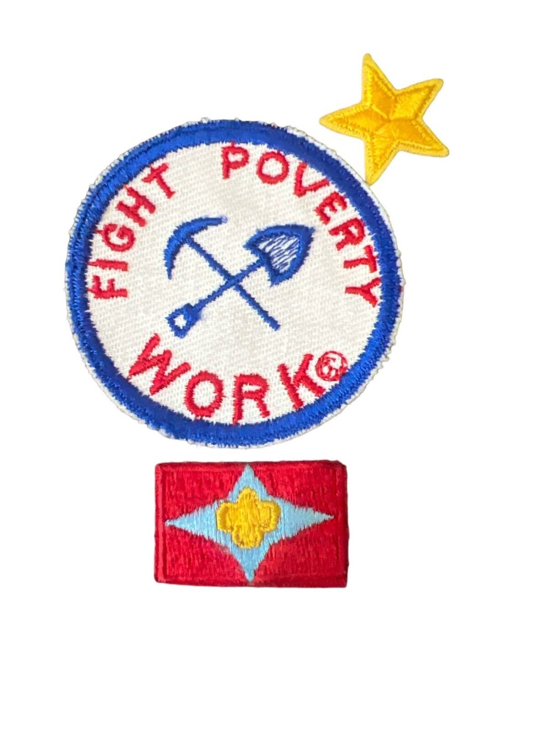 Set of 3 Vintage Patches Fight Poverty Work Military Gold Star Girl ...