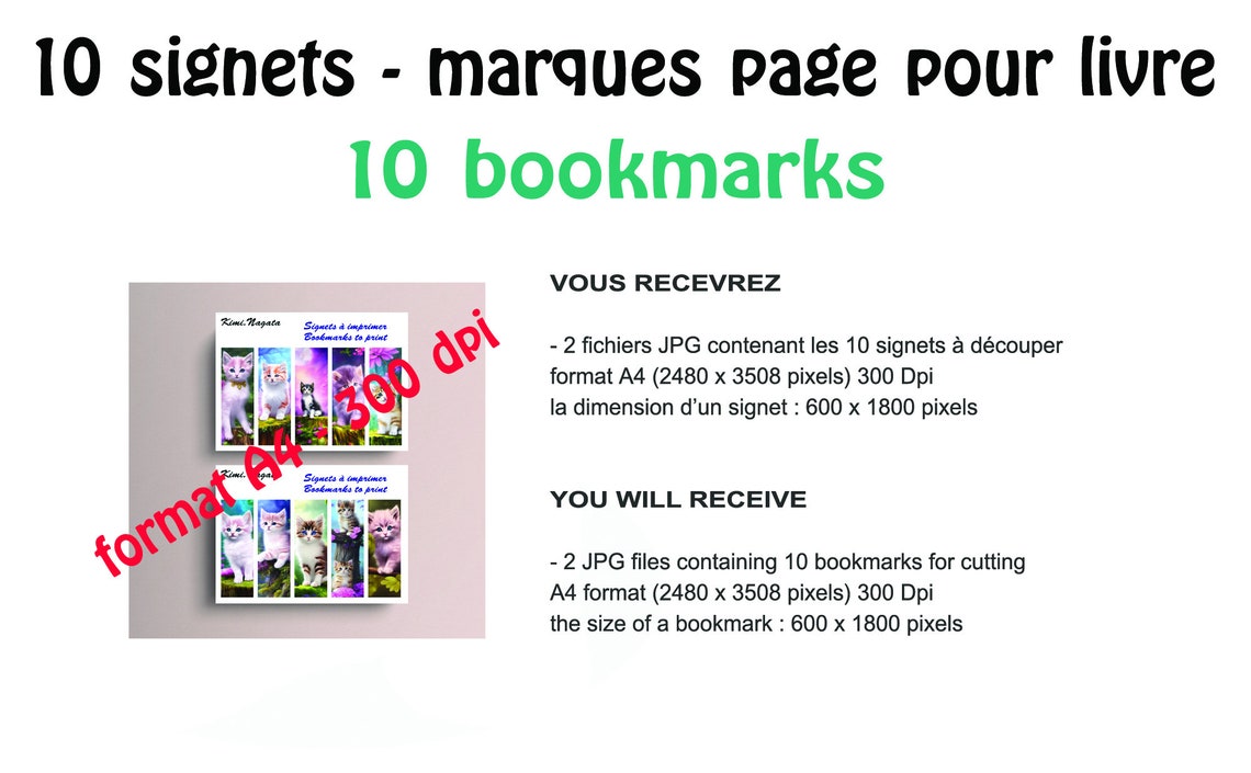 Set of 10 Printable Bookmarks 2x6 Inches Bookmarks for Your - Etsy
