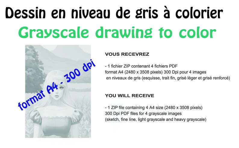 Dibujo para colorear en escala de grises PDF descargable e - Etsy México