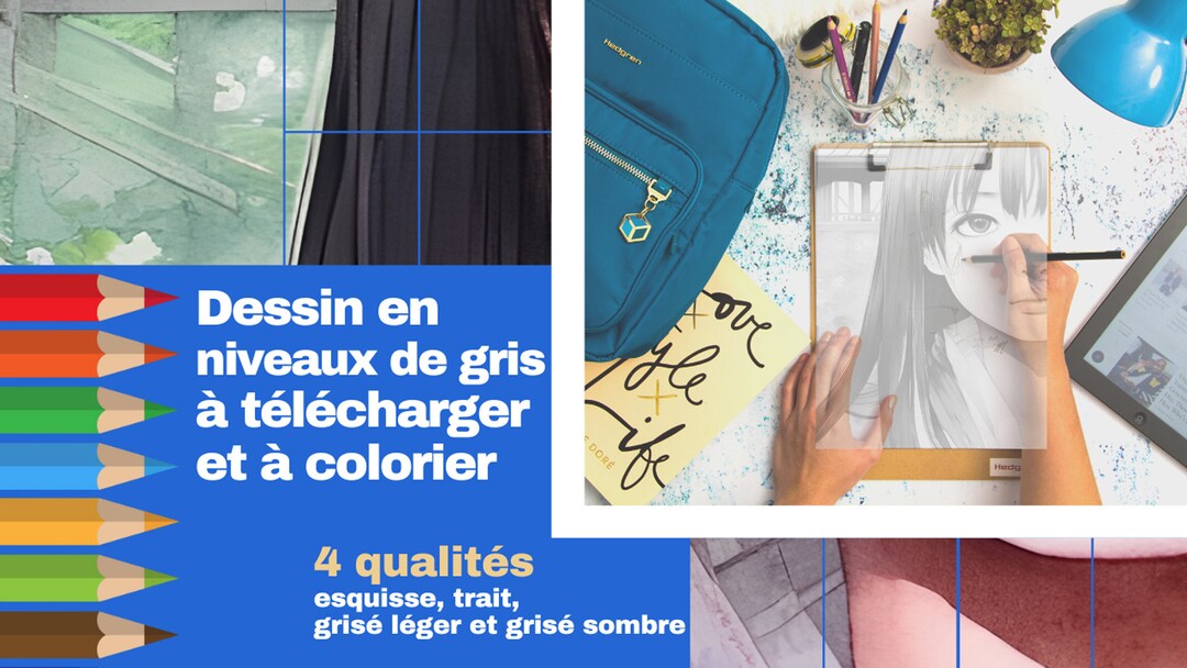 Dibujo para colorear en escala de grises PDF descargable e imprimible a ...