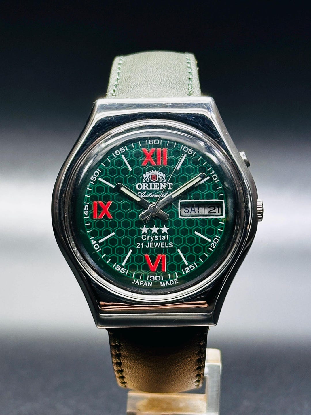 Rare Vintage Orient Crystal 21 Jewels Automatic ,green Dial, CLA No ...