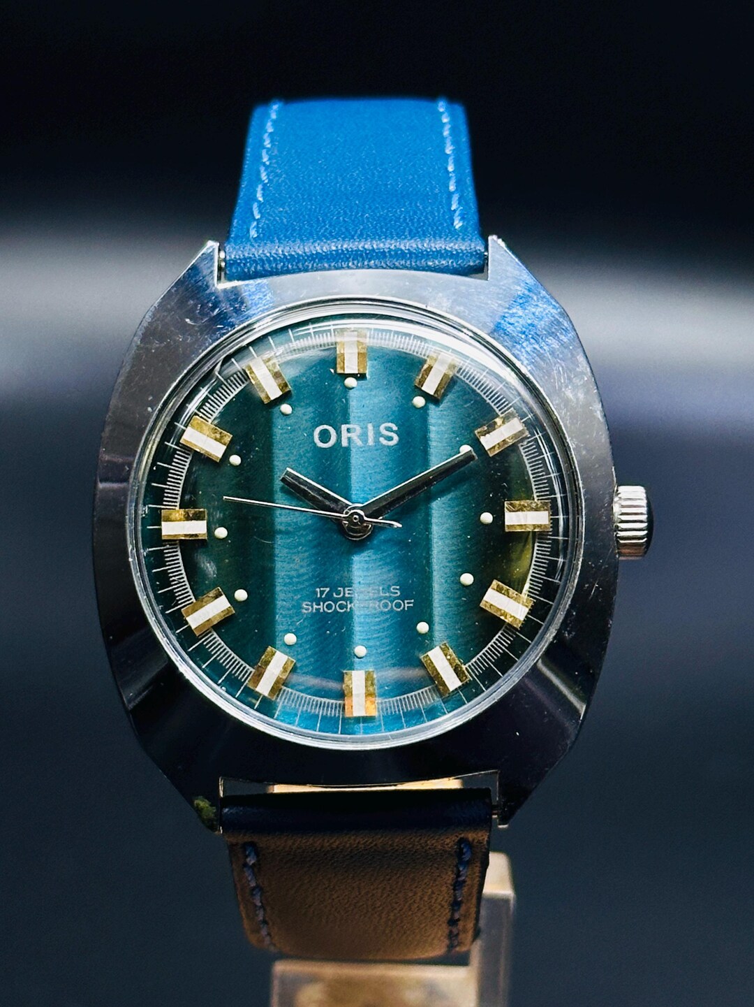 Rare Vintage Oris Watch, Blue Figure Dial ,17 Jewels FHF Movement ST-96 ...