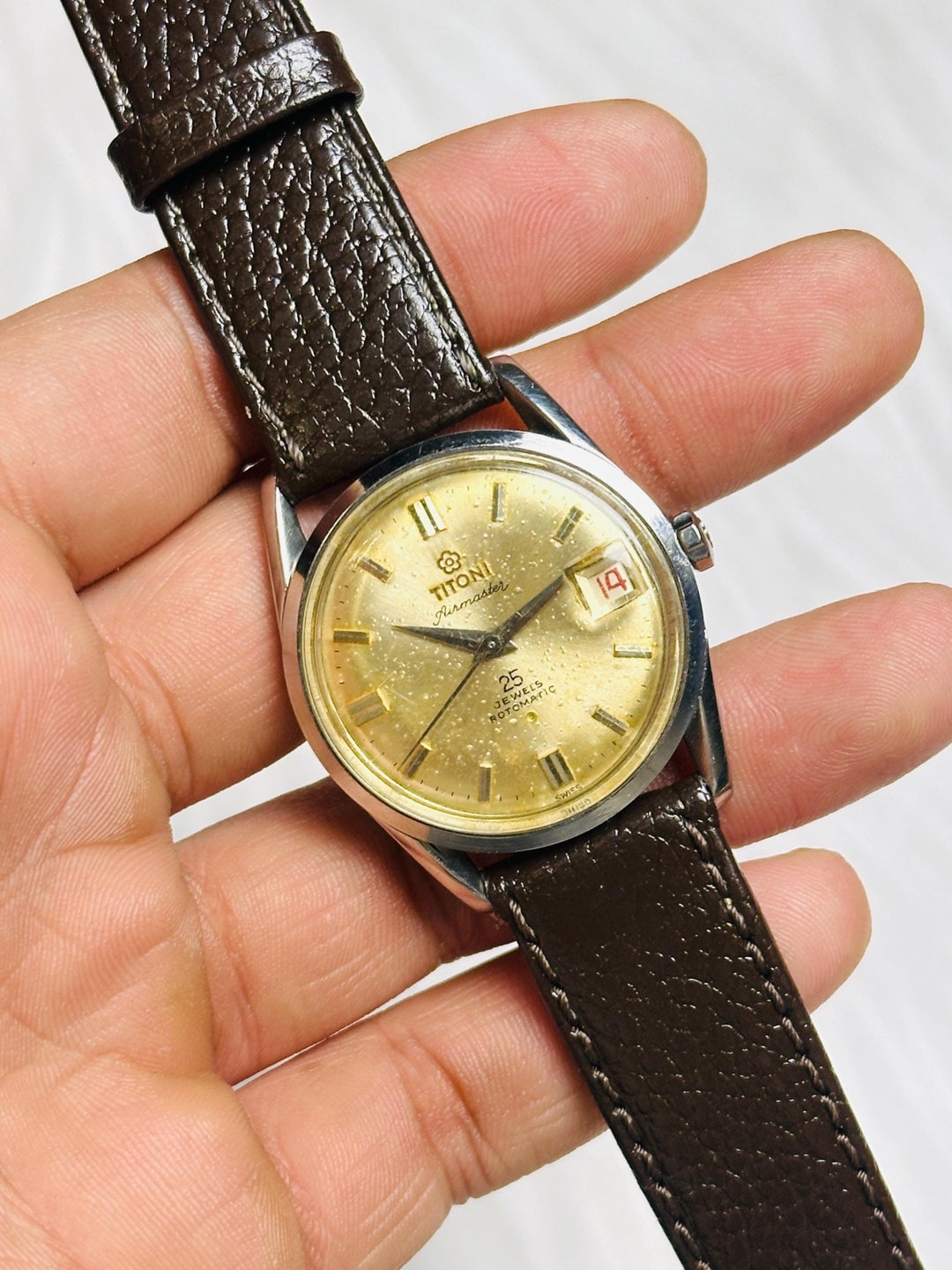 Vintage Titoni Airmaster Rotomatic Men's Swiss Watch: 25 Jewels, Gold ...