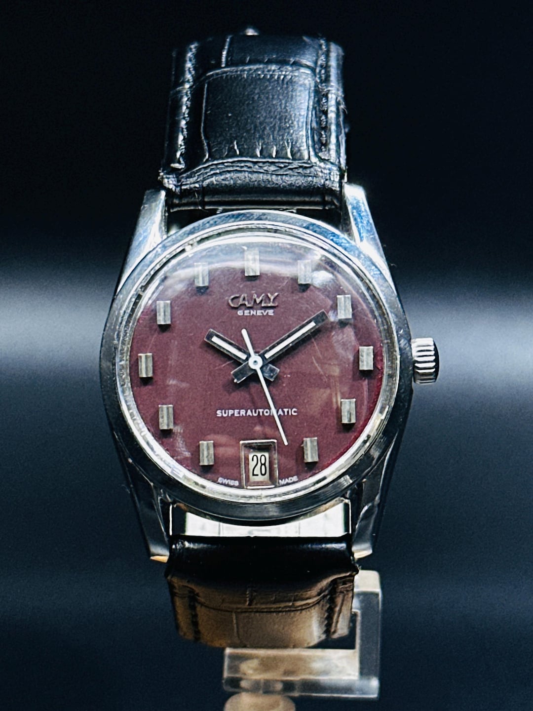 Rare Vintage Camy Geneve Superautomatic ,automatic Only Date Silver ...